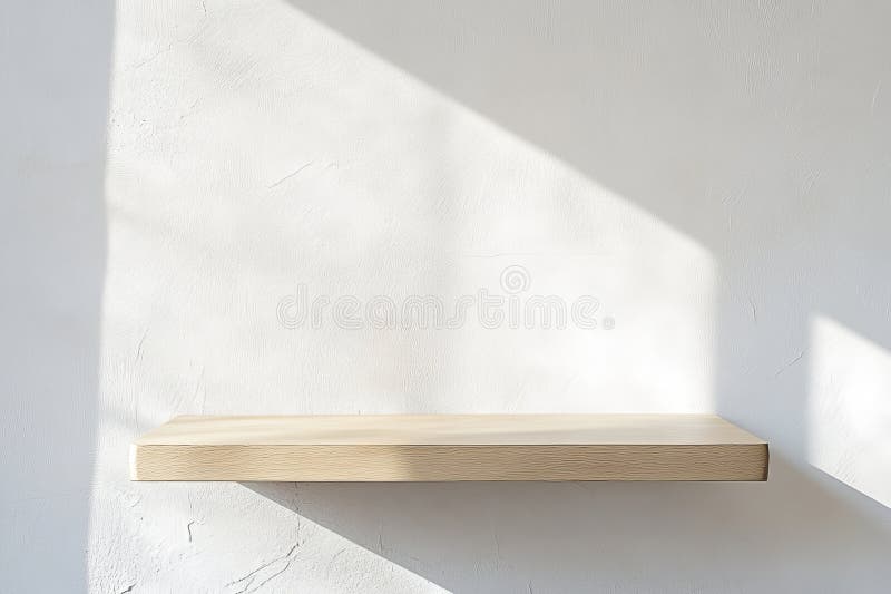 A Bare Wooden Shelf, Positioned on a White Backdrop, Suitable for ...