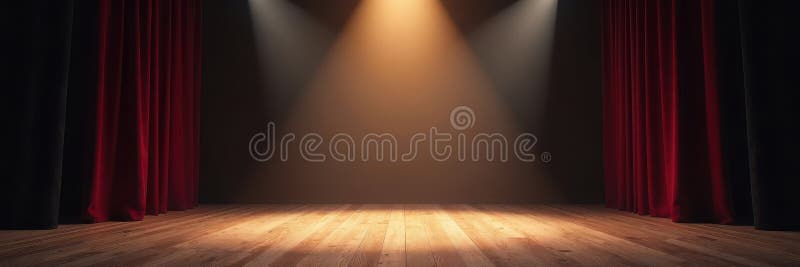 Bare Wooden Stage, Single Spotlight Illuminating Center, Unplugged ...