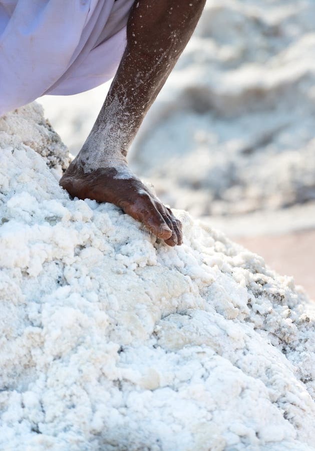 Bare Worker Foot Salt in Salt Farm Stock Image - Image of bare, farm ...