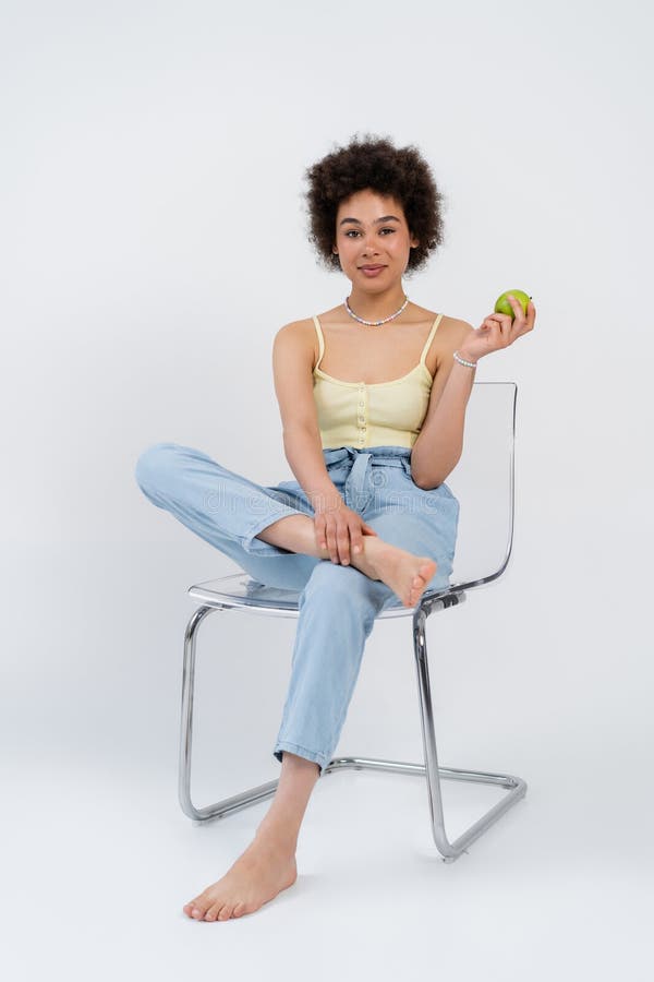 Barefoot African American Woman Holding Fresh Stock Image Image Of
