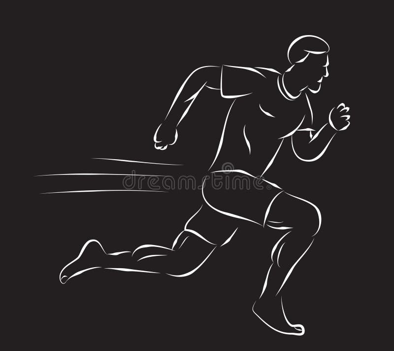 Barefoot Man Runner, Simple Vector Hand Draw Outline Sketch, Isolated ... Barefoot Man Runner, Simple Vector Hand Draw Outline Sketch, Isolated ...