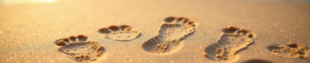 Barefoot Prints in Soft Sand, Subtle Toe Marks Visible , Detail, Shadow ...