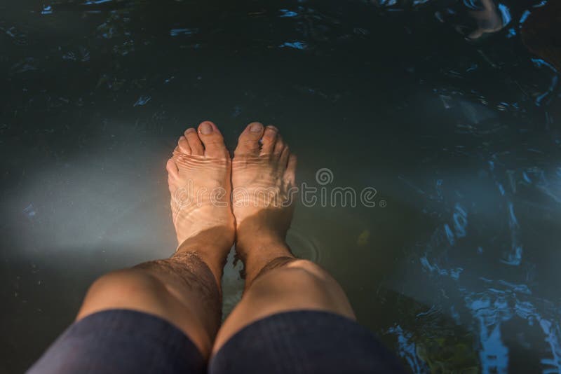 Barefoot Soak in Hot Spring Stream. Stock Photo - Image of beauty, legs ...