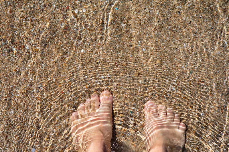 Barefoot Wade in the Aegean Sea Stock Photo - Image of experience, wade ...