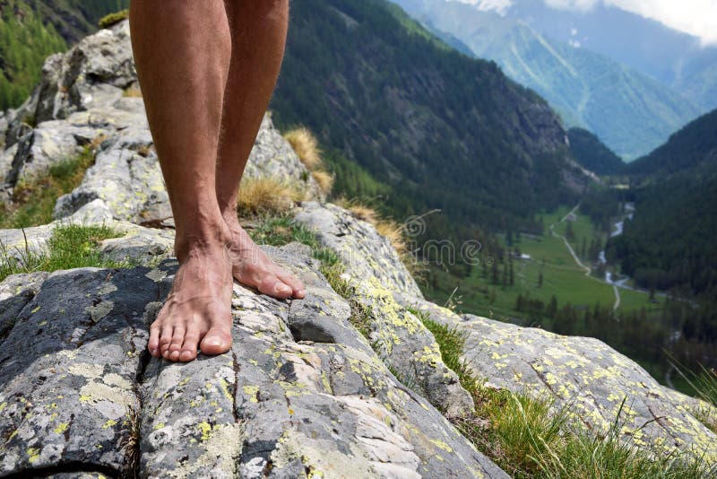 Barefooted on Big Stone Mountains Stock Image - Image of mountain ...