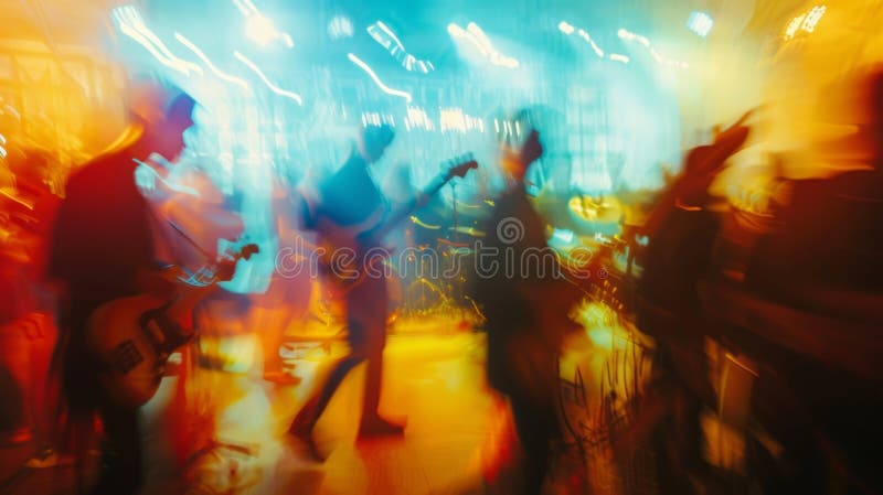 Barely Visible Musicians Command the Stage Amidst a Sea of Energy Stock ...