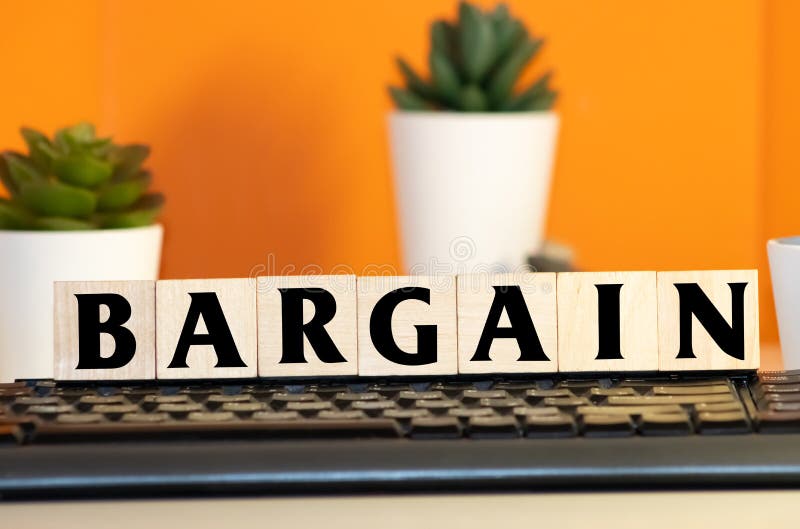 BARGAIN Word Made with Building Blocks Isolated on White Stock Photo ...