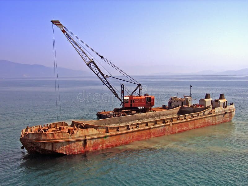 Barge stock image. Image of barge, boat, dredging, towboat - 1800815