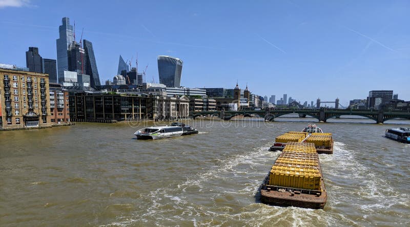 Barge Boat on the River Thames in London, UK Editorial Photography ...