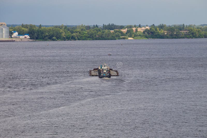 Barge Floating on the Dnieper River Editorial Stock Photo - Image of ...