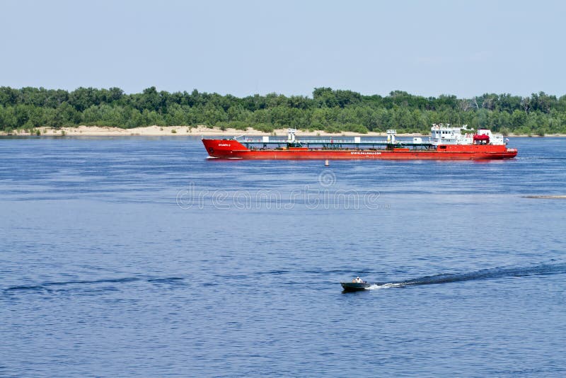 The Barge is Floating the River Amid the Forest Editorial Photo - Image ...