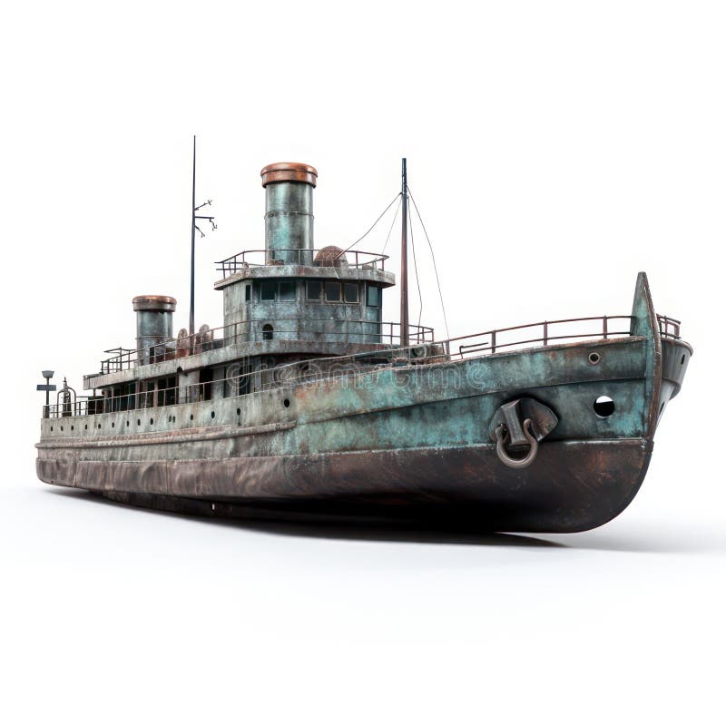 Barge Isolated on White Created with Generative AI. Very Old Rusty Ship ...