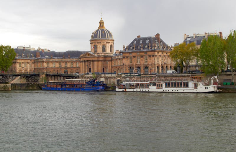 A barge on the river Seine stock photo. Image of dome - 94338834