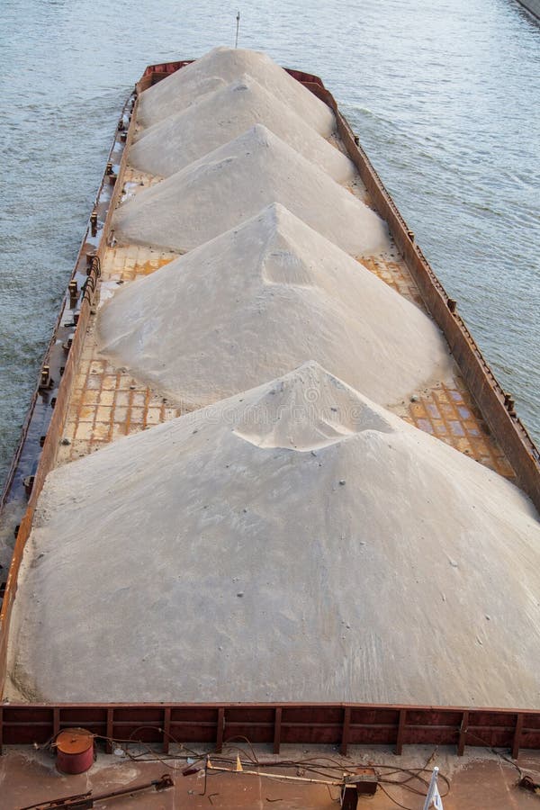 A Barge with Sand Floats Along the River Stock Photo - Image of ...