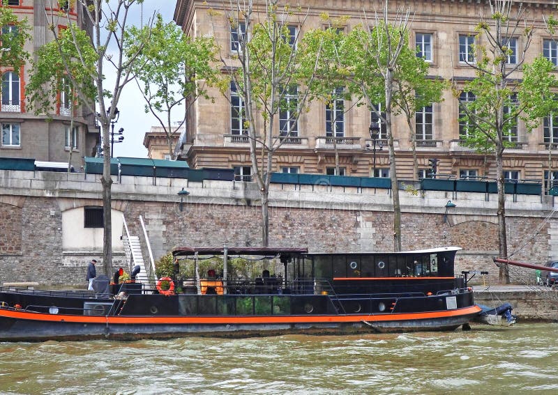 A Barge On The River Seine, Paris Editorial Image - Image of seine ...