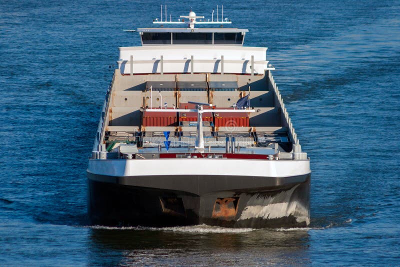 Barge Shipping German Rhein River. Stock Image - Image of water, vessel ...