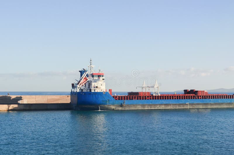 The Barge Standing in the Sea Dock in the Early Morning Stock Image ...