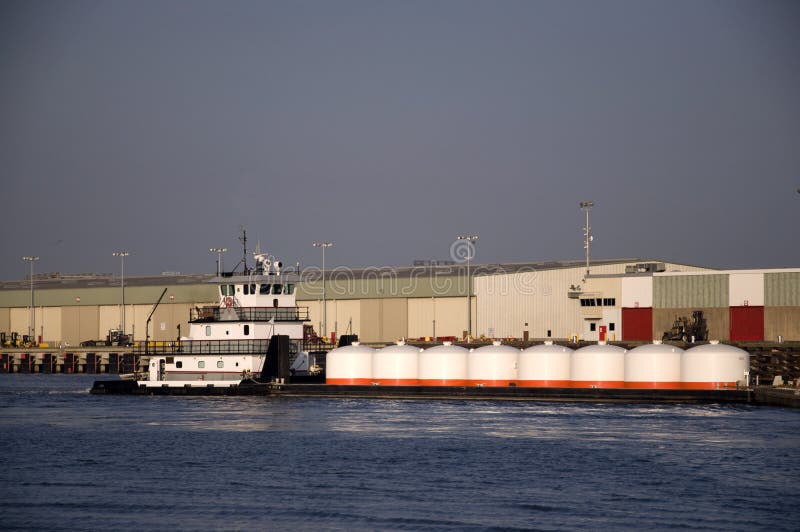 Barge Traffic stock image. Image of harbor, port, tanks - 11313025