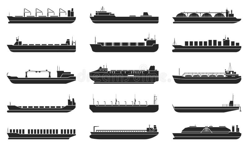 Barge Vector Black Set Icon. Vector Illustration Cargo Ship on White ...