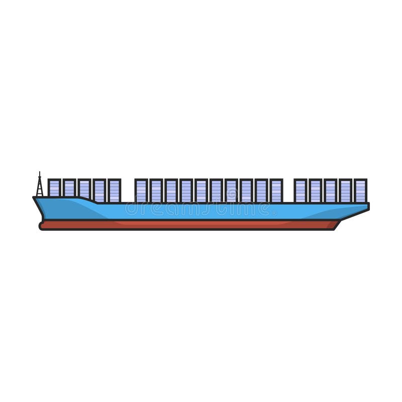 Barge Color Icon. Freight Boat Stock Vector - Illustration of ocean ...