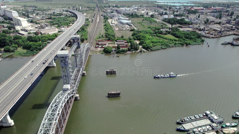 Barges float on river stock video. Video of infrastructure - 264355045