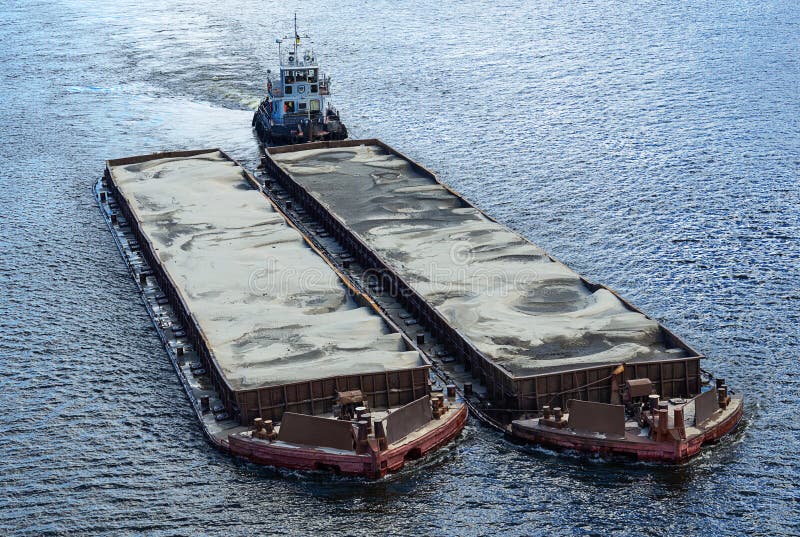Barges loaded with sand editorial stock photo. Image of industrial ...