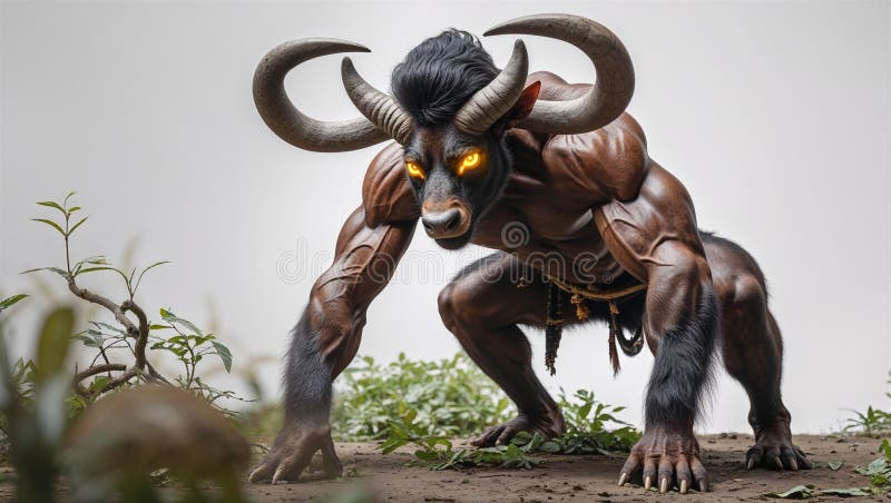 Barghest Crouched with Muscular Frame and Glowing Eyes on White ...