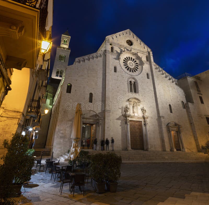 Bari - the Cathedral of Saint Sabinus and Square at Dusk Stock Image ...