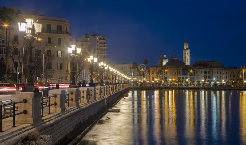 Bari - the Promenade at Dusk Stock Image - Image of panorama, promenade ...