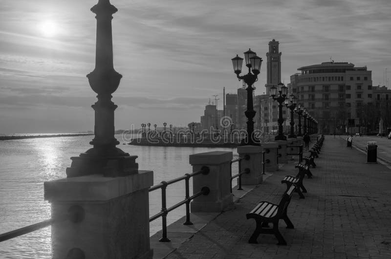 Bari - the Promenade in the Morning Stock Image - Image of town, city ...