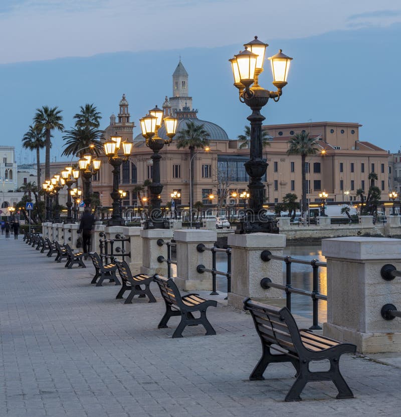 Bari - the Promenade at Dusk Stock Image - Image of city, tourism ...