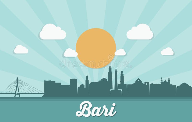 Bari Skyline Orange Background Stock Illustrations – 2 Bari Skyline ...