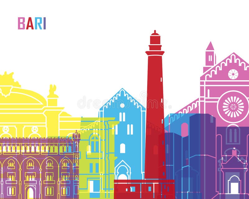 Bari Skyline - Italy - Vector Illustratio Stock Vector - Illustration ...
