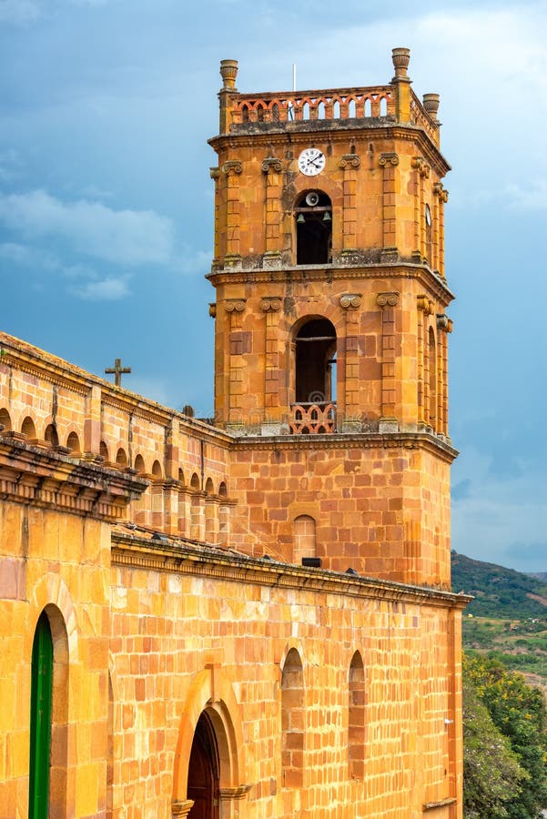 Barichara Cathedral Tower editorial stock image. Image of blue - 80167879
