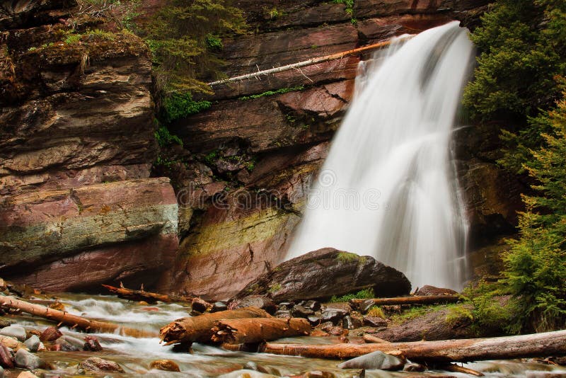 Baring Falls, Glacier National Park, Montana. Stock Photo - Image of ...