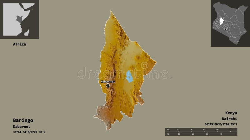 Baringo, County of Kenya,. Previews. Relief Stock Illustration ...