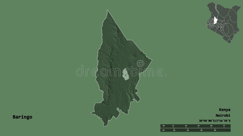 Baringo, County of Kenya, Zoomed. Administrative Stock Illustration ...