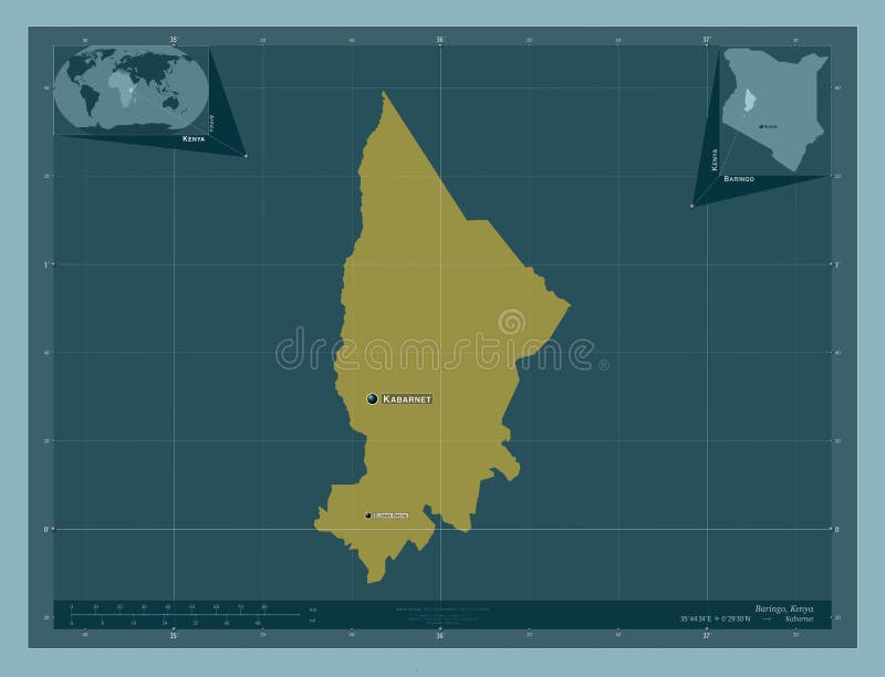 Baringo, Kenya. Solid. Labelled Points of Cities Stock Illustration ...