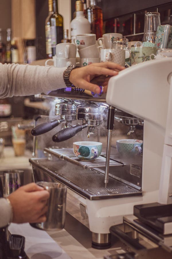 Barista Cafe Making Coffee Preparation Service Concept Stock Image ...