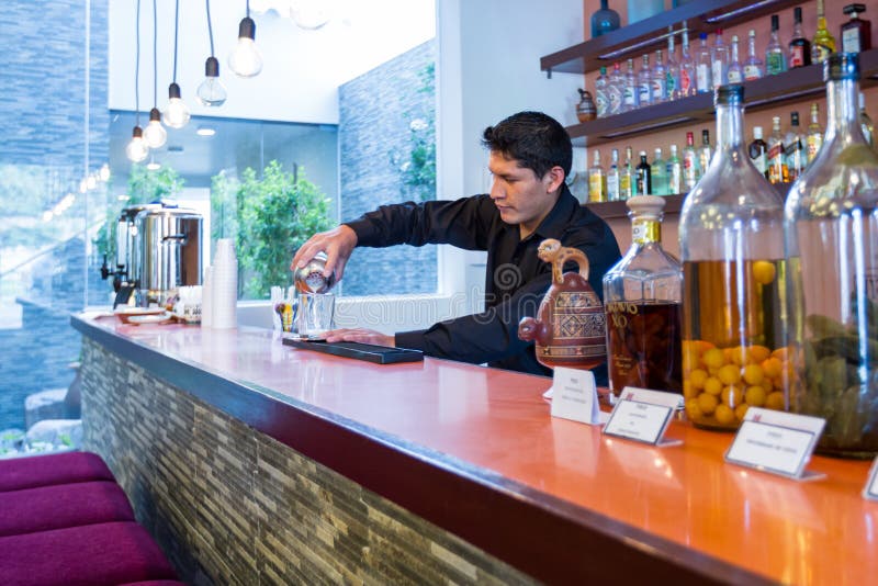 Barista Che Prepara Un Cocktail Immagine Stock Editoriale - Immagine di ...