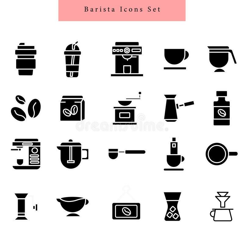Barista Coffee Element Icon Set Vector Illustration Stock Vector - Illustration of barista ...
