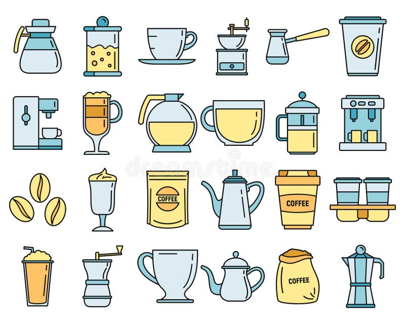 Barista Coffee Icons Set Vector Color Stock Illustration - Illustration of vector, isolated ...
