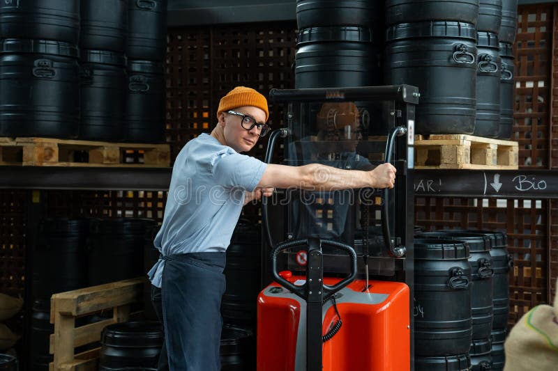 Barista Coffeemaker Man Preparing for Working Process of Coffee Brewing ...