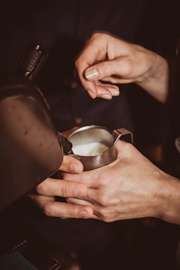 Barista Conducts a Trainee Masterclass, Close-up Stock Image - Image of ...