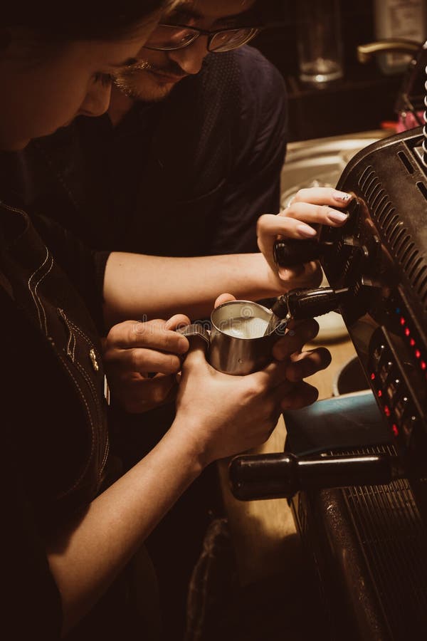 Training an Intern To Make Coffee Stock Photo - Image of caffeine ...