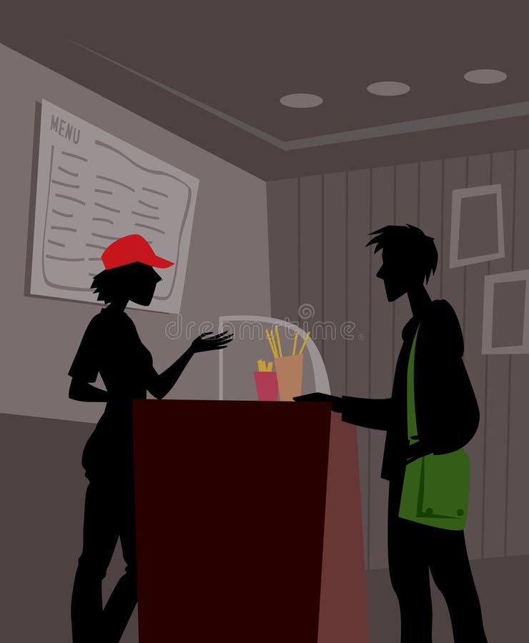 Barista and Customer. Conversation in a Small Coffee Shop Stock ...