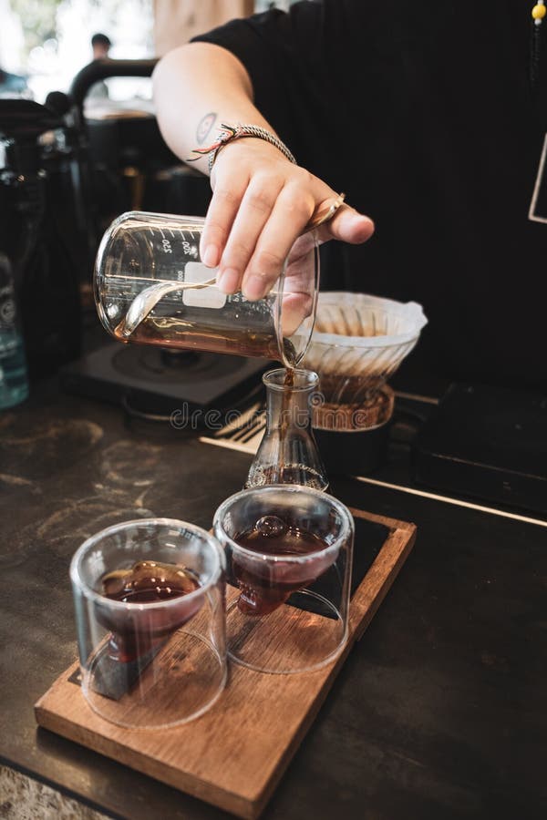 Barista Dripping Coffee and Slow Coffee Bar Style Stock Image - Image ...