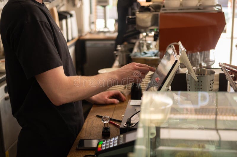 Barista Faceless Make Coffee Latte Art with Espresso Machine in Cafe ...