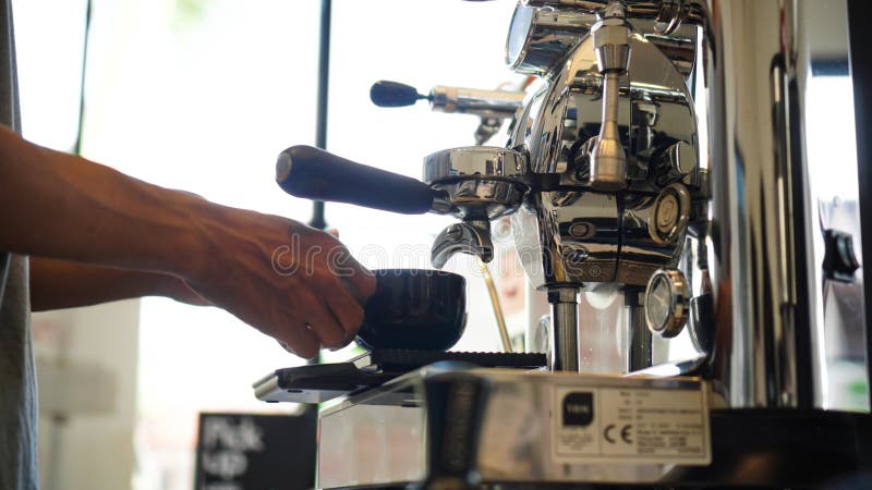 Barista Make a Coffee with Coffee Machine Stock Photo - Image of ...