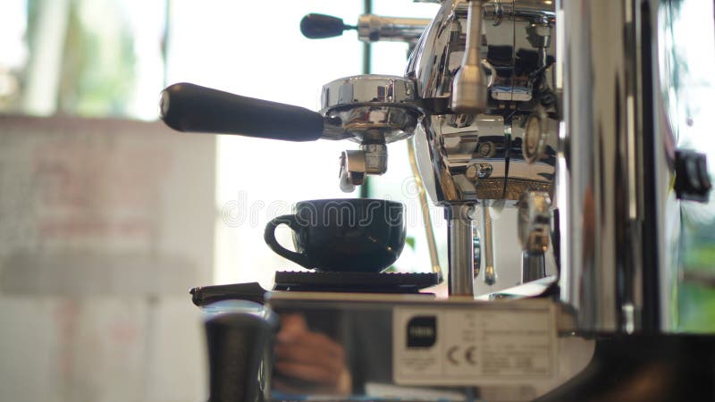 Barista Make a Coffee with Coffee Machine Stock Photo - Image of making ...